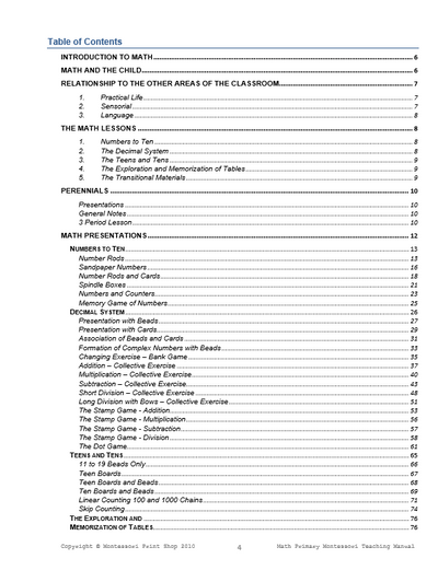 Primary Montessori Math Teaching Manual - Montessori Print Shop