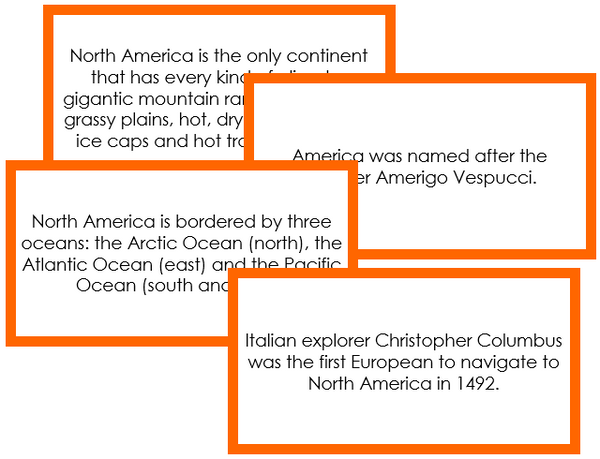 North America Fun Facts (color-coded) - Montessori Print Shop