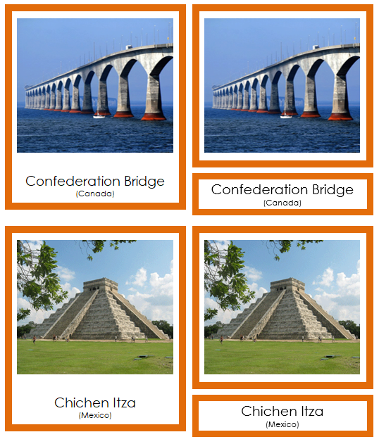 World Landmarks Bundle (color borders) - Montessori Print Shop