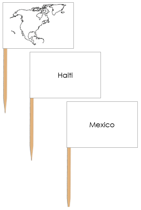 North America Map Labels (Pin Flags) - Montessori Print Shop