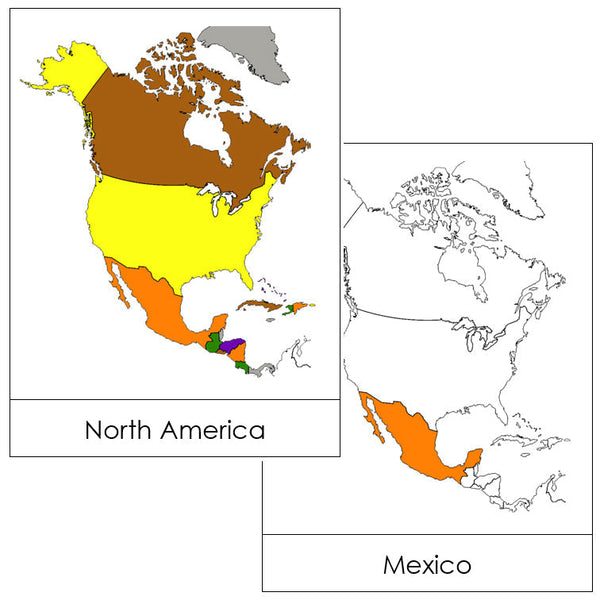 North America Flashcards (color-coded) - Montessori Print Shop