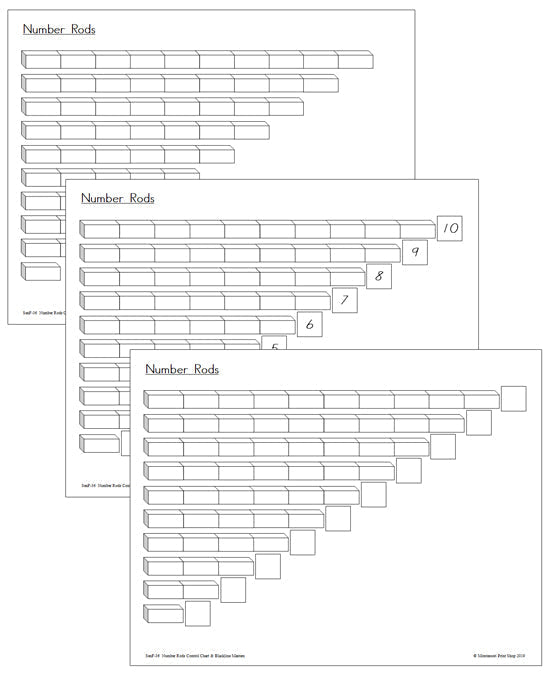 Montessori Number Rods Control Chart, Blackline Masters & Number Cards ...