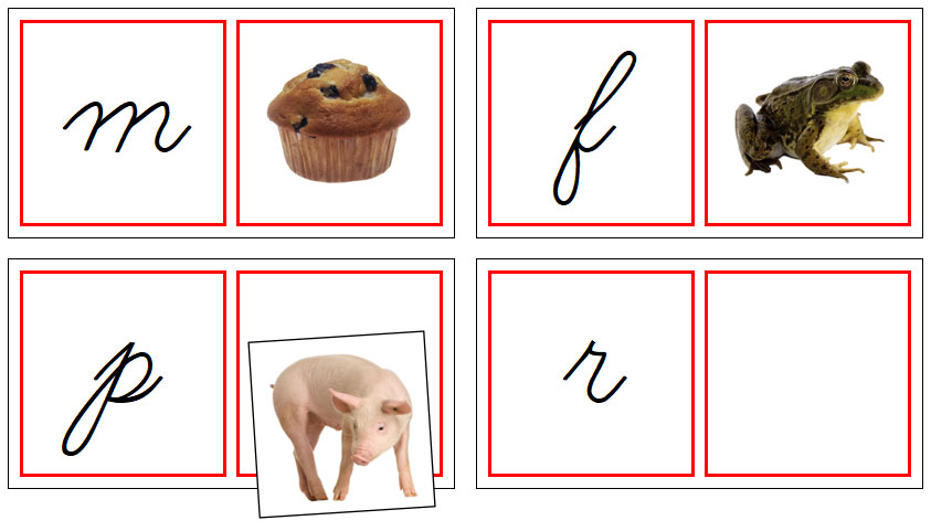 Phonetic Matching Cards Set 1 (cursive) - Montessori Print Shop Digital ...