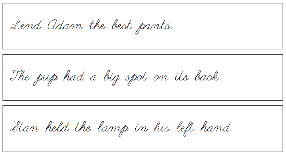 Phonetic Sentences - Level 2 (cursive) - Montessori Print Shop