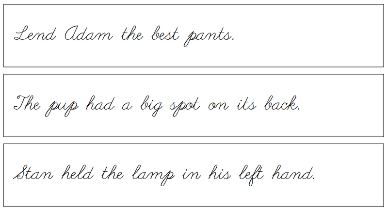 Phonetic Sentences - Level 2 (cursive) - Montessori Print Shop