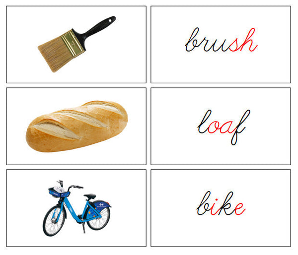 Phonogram Words & Picture Cards Set 1 (Step 3) CURSIVE - Montessori ...
