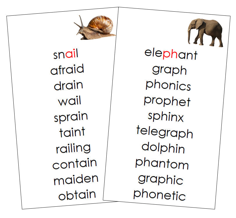 Phonogram Cards Set 1 Step 3 (photos) - Montessori Print Shop