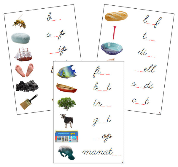Phonogram Sound Cards Set 1 Step 3 (photos) CURSIVE - Montessori Print Shop