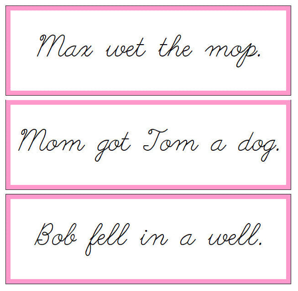 Pink Sentence Cards (Set 2) CURSIVE - Montessori Print Shop Digital ...
