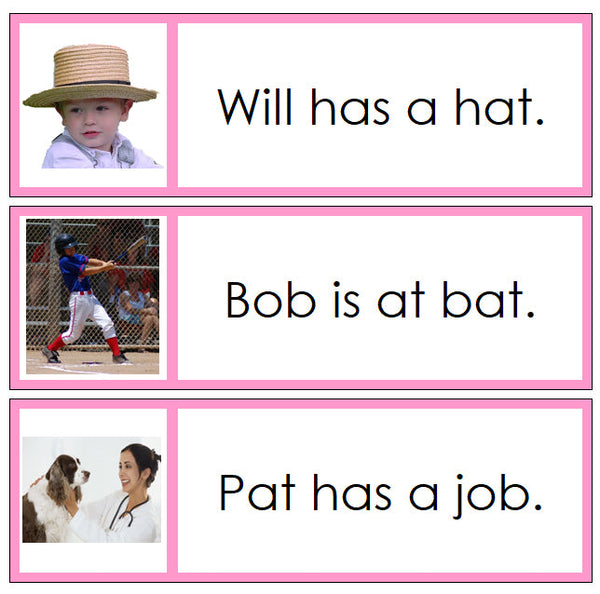 Pink Sentence Cards Set 1 (photos) - Montessori Print Shop