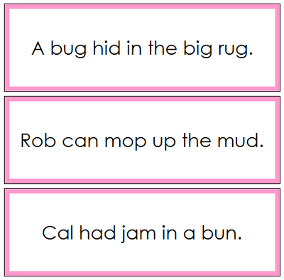 Pink Sentence Cards (Set 3) - Montessori Print Shop