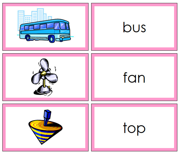 Pink Words & Picture Cards - Montessori Print Shop