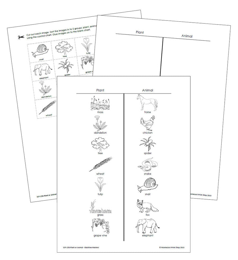 Plant & Animal Sorting (Blackline Masters) - Montessori Print Shop