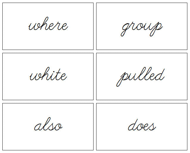 Puzzle Word Cards (cursive) - Montessori Print Shop - FREE Download