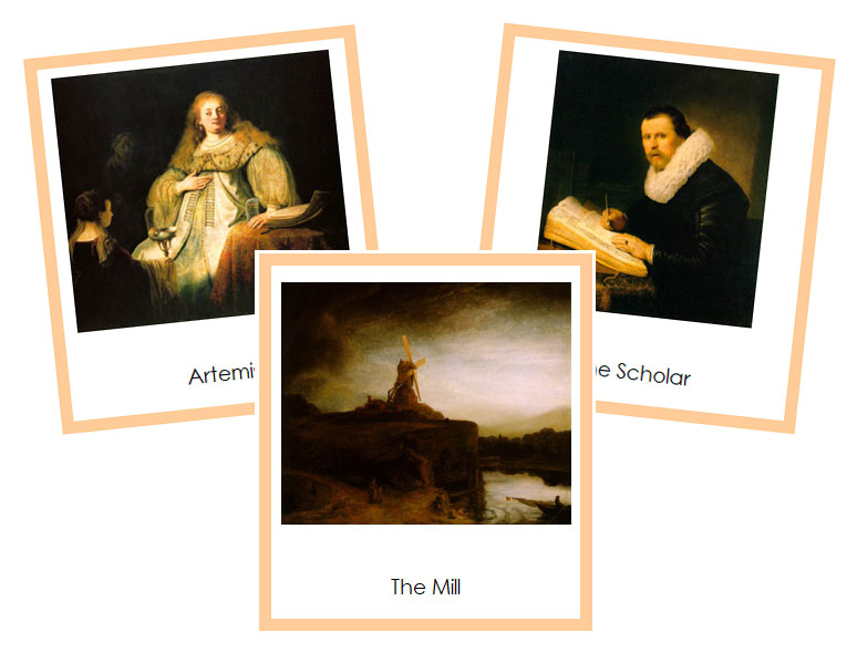 Rembrandt Art Cards (borders) - Montessori Print Shop