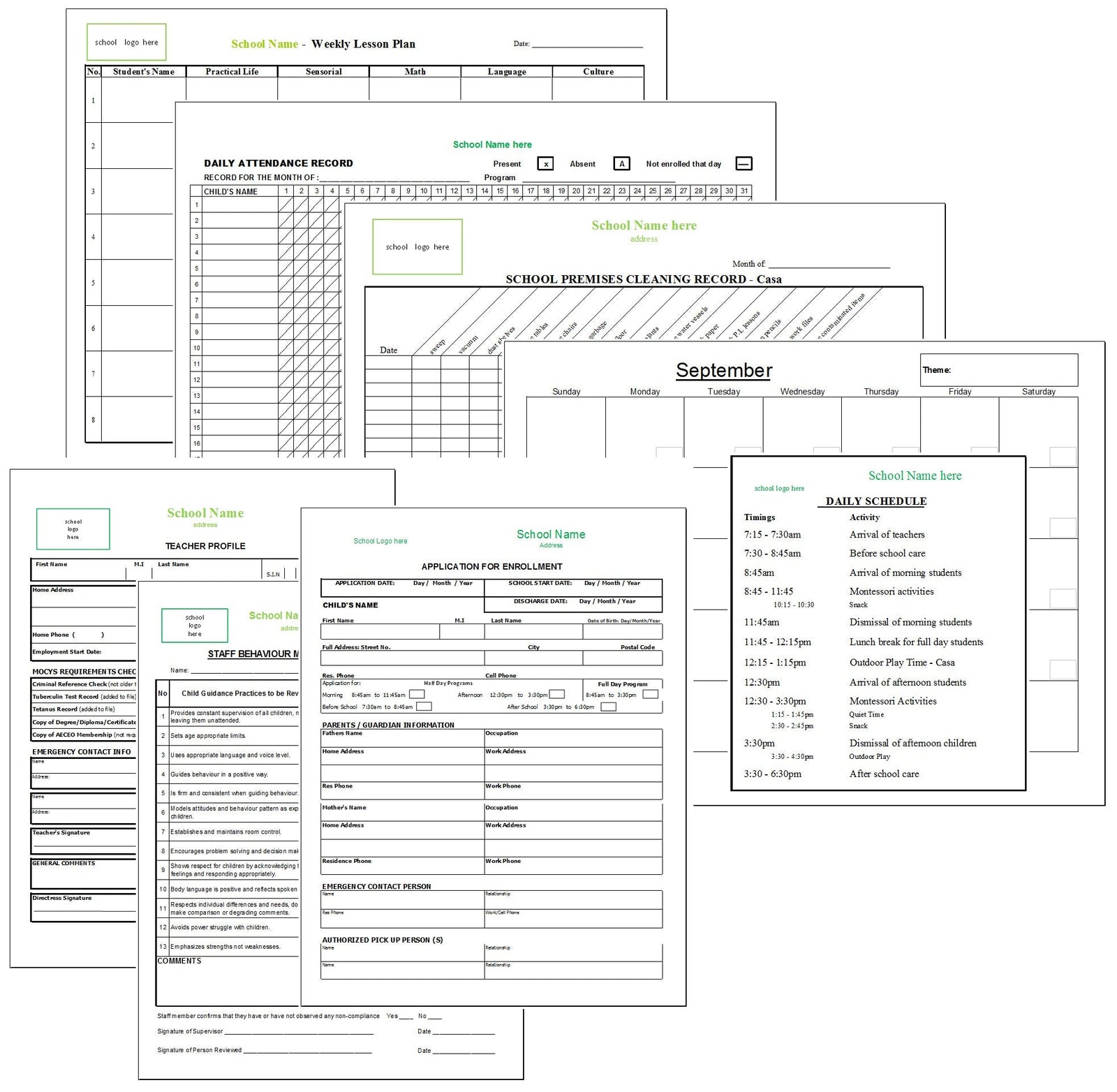 School Administrative Forms - Montessori Print Shop