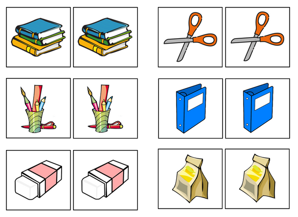 School Match-Up & Memory Game - Montessori Print Shop