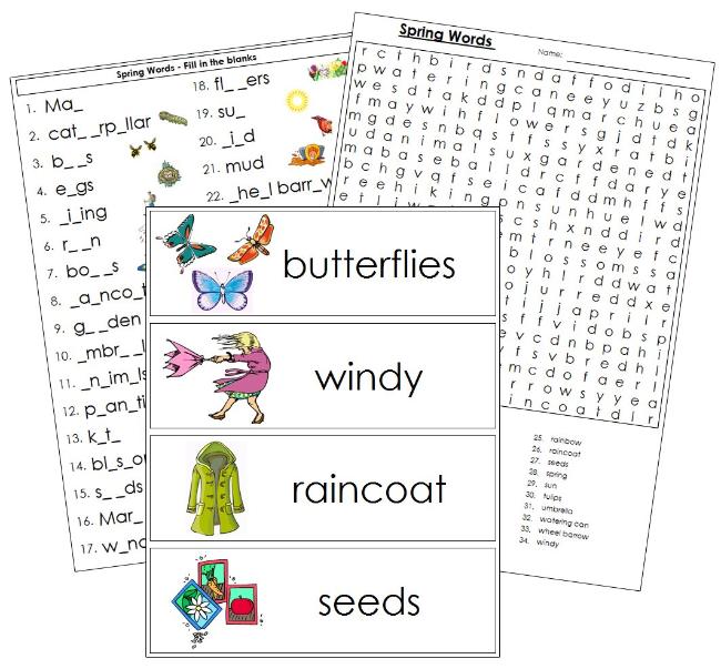 Spring Word Wall Cards - Montessori Digital Download - Montessori Print ...