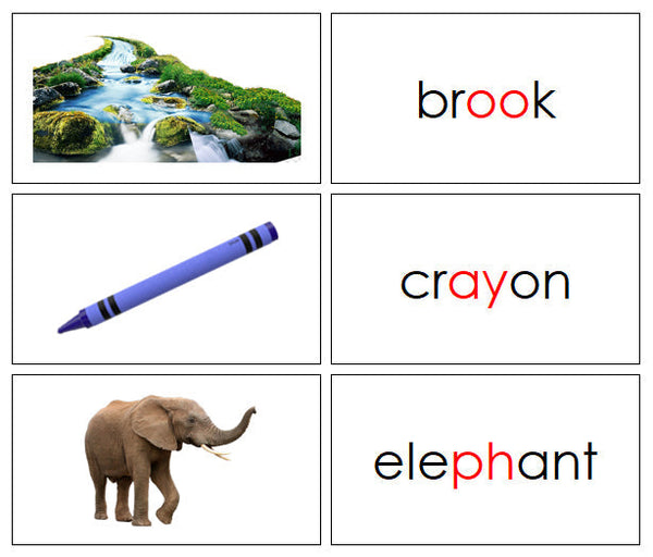 Phonogram Words & Picture Cards Set 2 (Step 3) - Montessori Print Shop