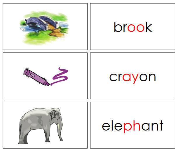 Phonogram Words & Picture Cards Set 2 (Step 3) - Montessori Print Shop