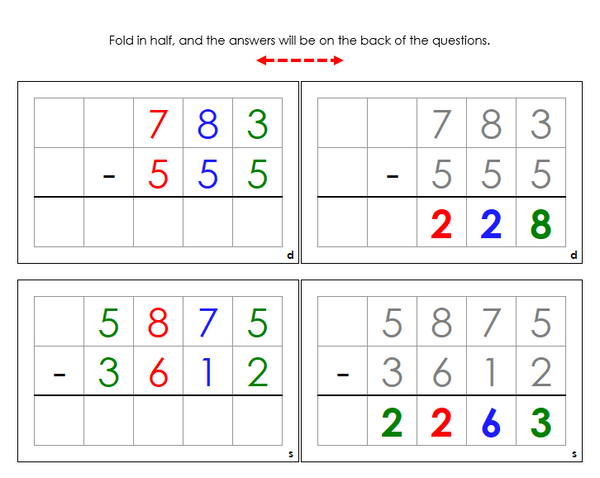 Montessori Subtraction Command Cards (color) - Montessori Digital ...