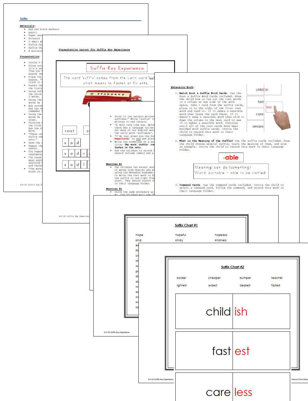 Elementary Montessori Suffixes Key Experience - Montessori Print Shop