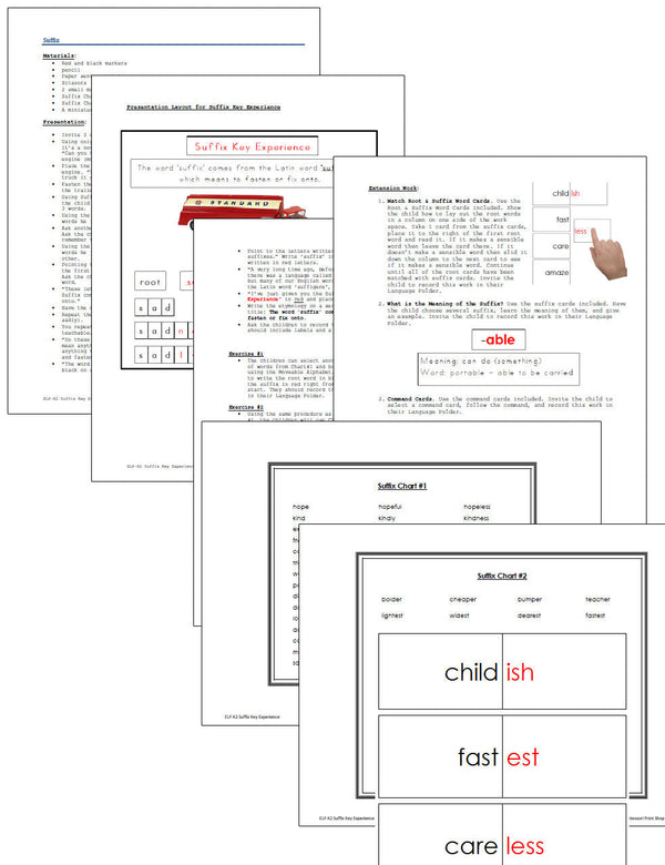 Elementary Montessori Suffixes Key Experience - Montessori Print Shop
