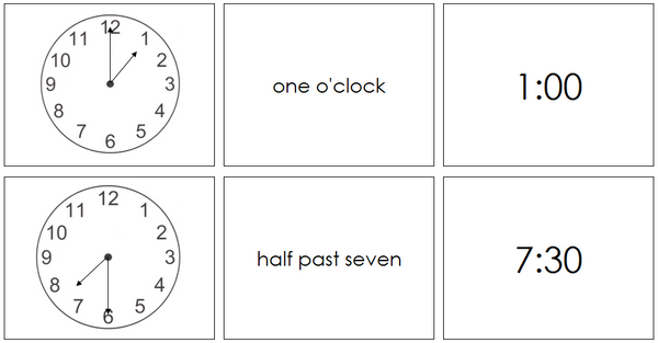 Time Cards - Montessori Print Shop Digital Download