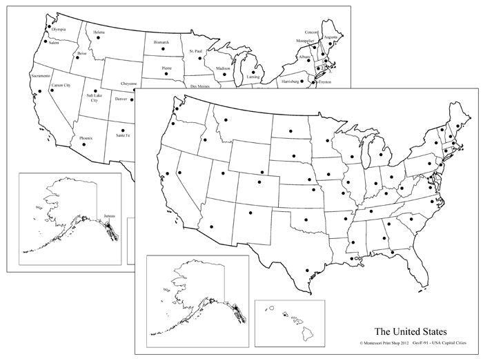 United States Capital Cities Map - Montessori Geography - Montessori ...