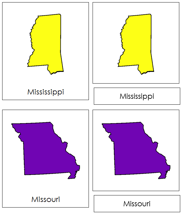 United States Cards (color-coded) - Montessori Print Shop