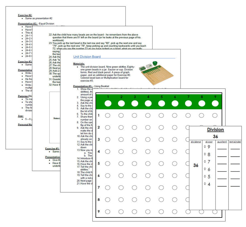 Printable Math Operation Boards, Charts, Instructions Bundle ...