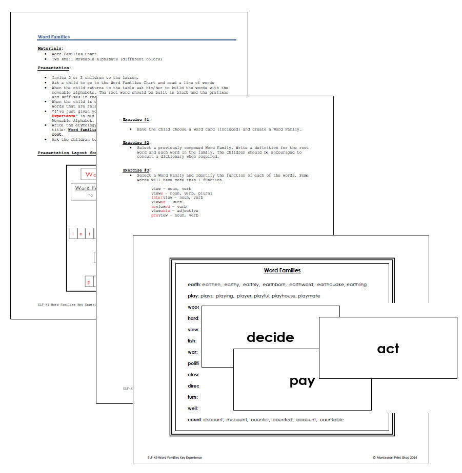 Montessori Word Families Key Experience - Montessori Print Shop Digital ...