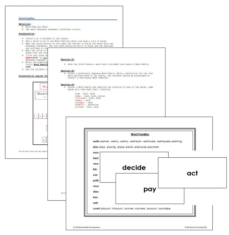 Montessori Word Families Key Experience - Montessori Print Shop