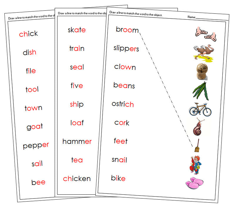 Phonogram Word & Picture Match Set 1 (Step 3) - Montessori Print Shop