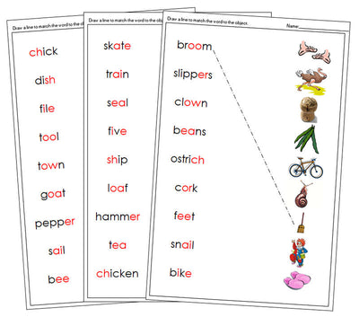 Phonogram Word & Picture Match Set 1 (Step 3) - Montessori Print Shop