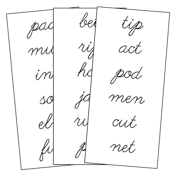 Word Lists Step 1 (cursive) - Montessori Print Shop