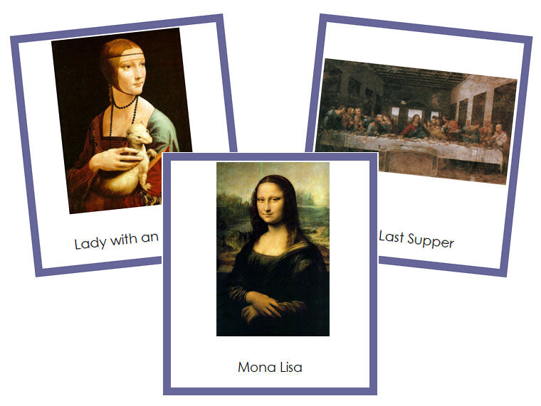 Leonardo da Vinci Art Cards (borders) - Montessori Print Shop