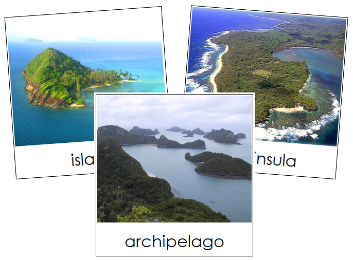 Land & Water Form Photo Cards - Montessori Geography Cards - Montessori ...