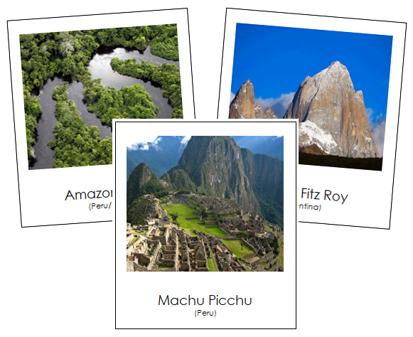 South American Landmark Cards - Montessori Print Shop