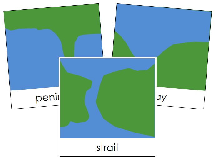 Land & Water Form Cards (b/g) - Montessori Print Shop