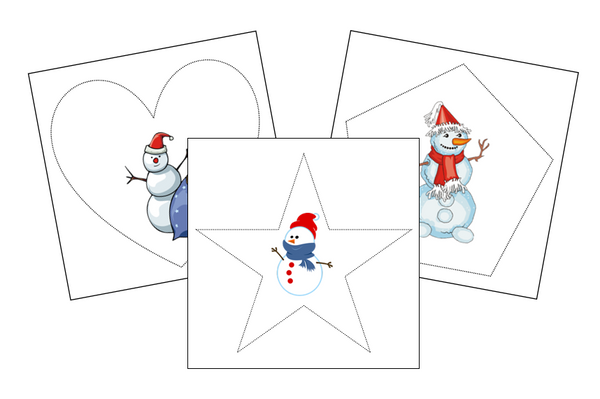 Snowman Cutting Work - Montessori Print Shop Digital Download